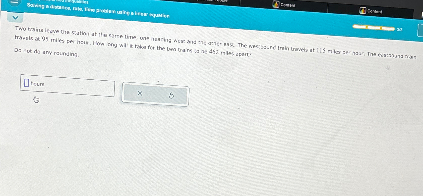Solved Solving a distance, rate, time problem using a linear | Chegg.com