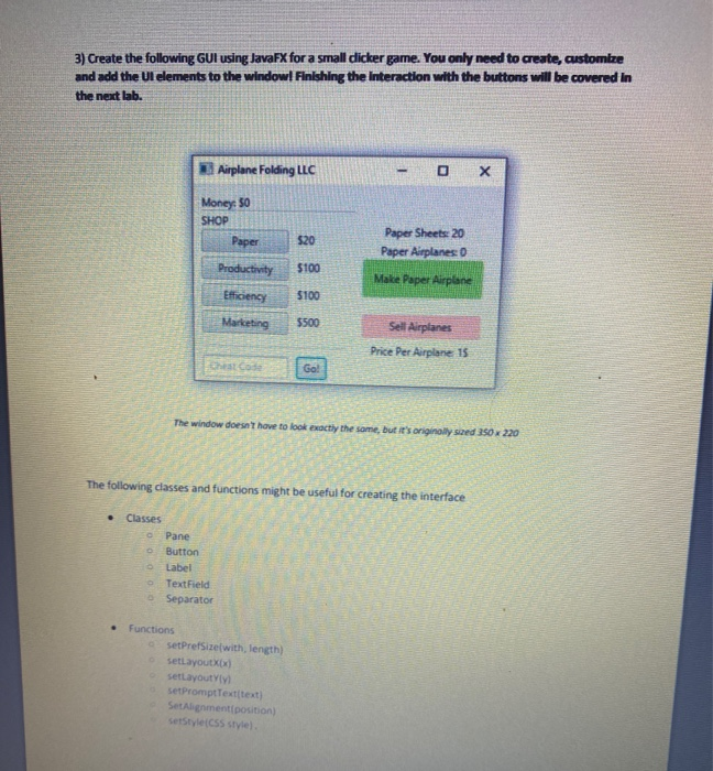Solved 3) Create the following GUI using JavaFX for a small | Chegg.com