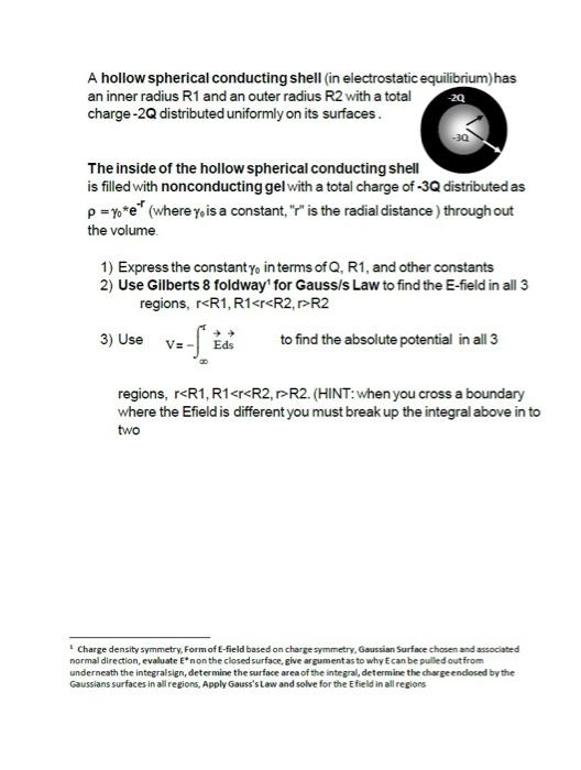 Solved A hollow spherical conducting shell (in electrostatic | Chegg.com