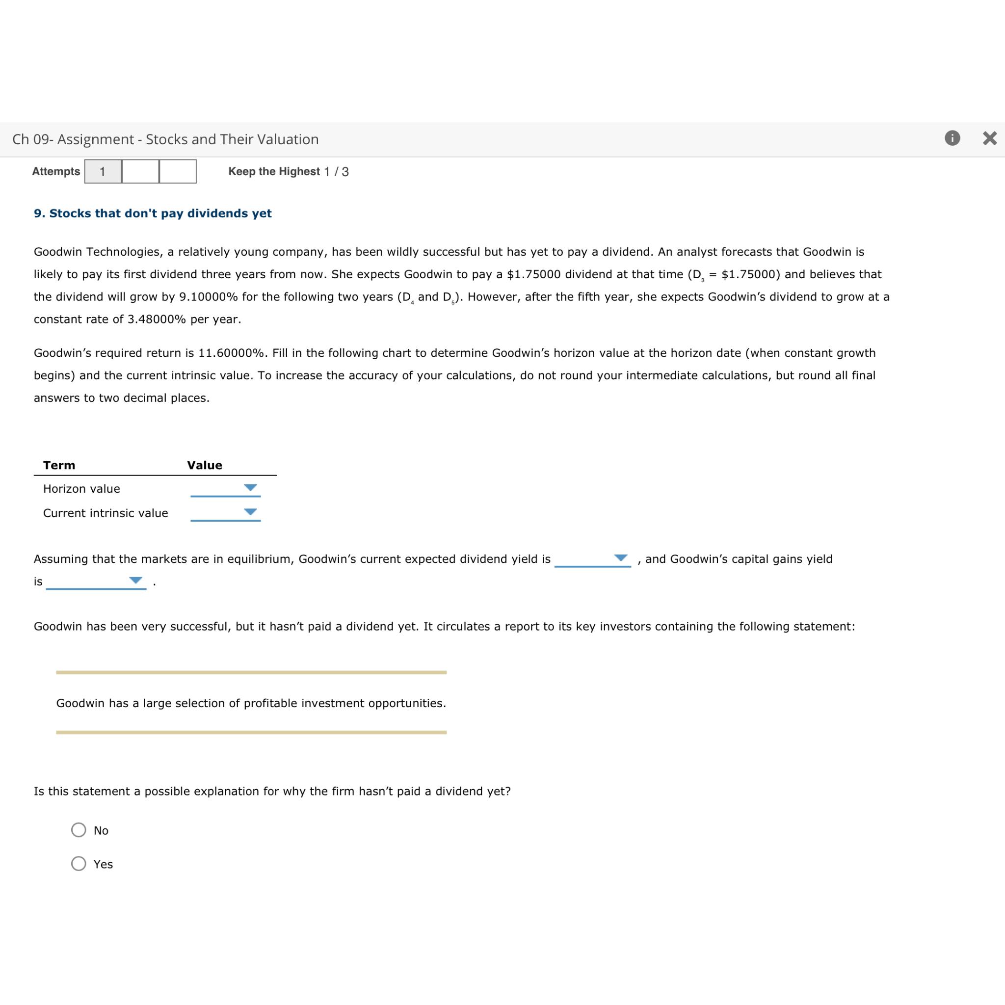 Solved Ch 09- ﻿Assignment - ﻿Stocks and Their | Chegg.com