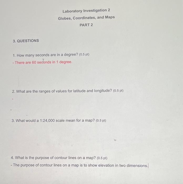 Solved 2. What are the ranges of values for latitude and | Chegg.com