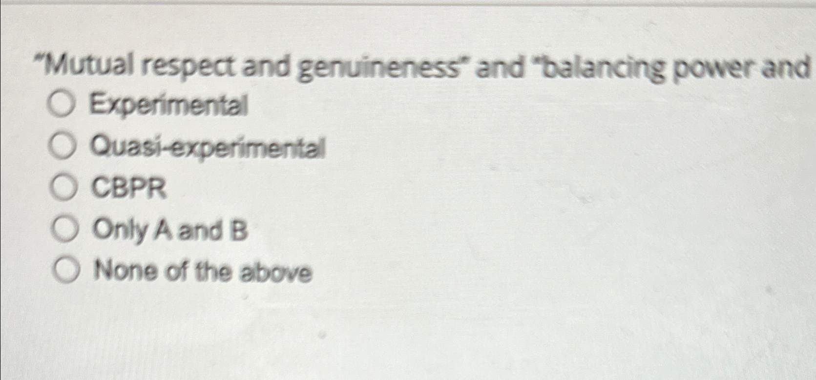 Solved "Mutual respect and genuineness" and "balancing power | Chegg.com