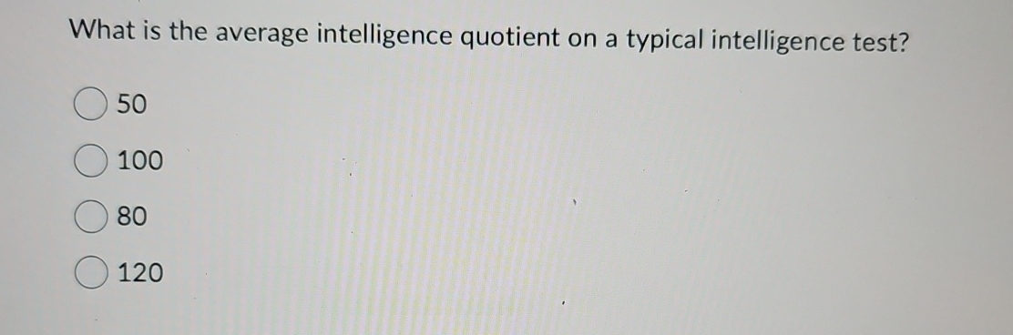 Solved What is the average intelligence quotient on a | Chegg.com