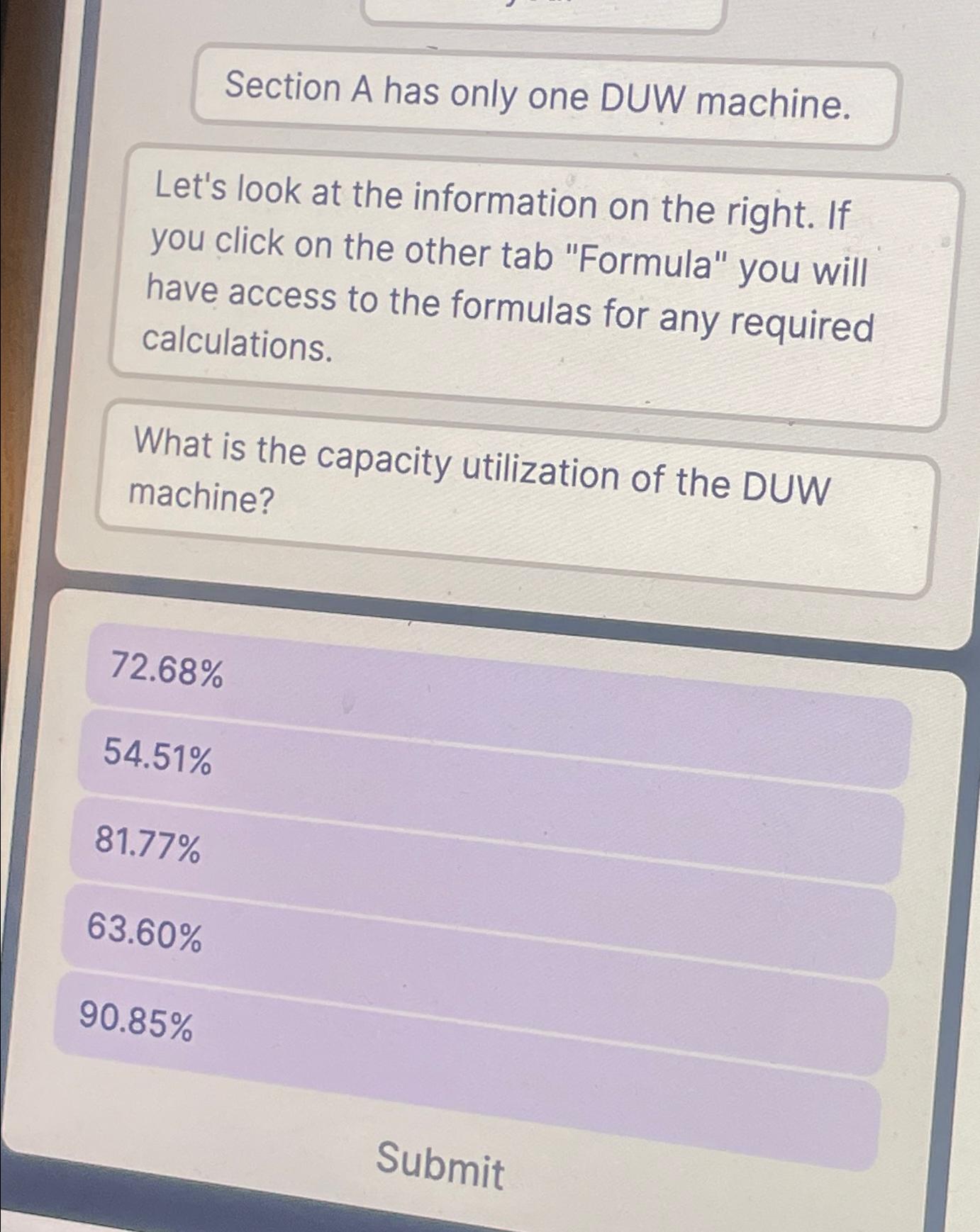 Solved Section A has only one DUW machine.Let's look at the | Chegg.com