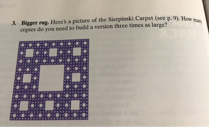 Solved bigger rug heres a picture of the sierpinski carpet. | Chegg.com