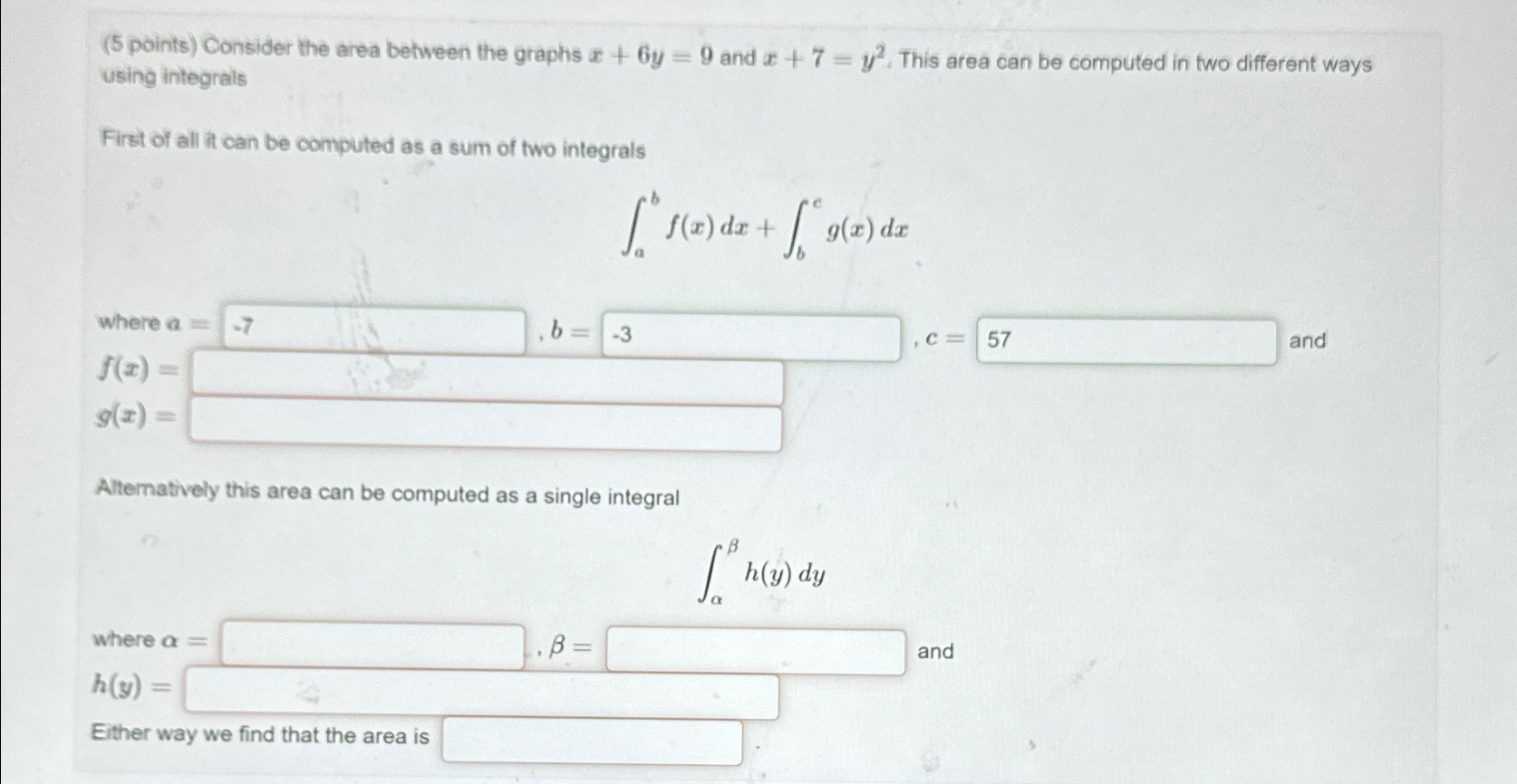Solved (5 ﻿points) ﻿Consider the area between the graphs | Chegg.com