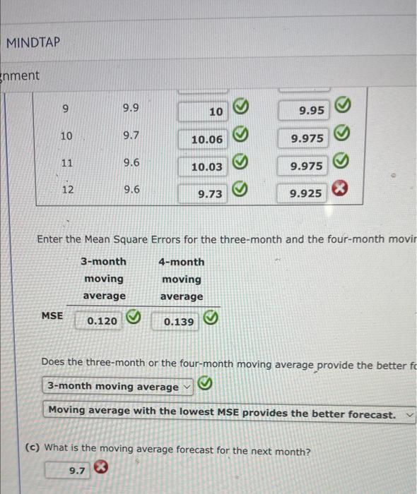 Solved (b) Develop three-month and four-month moving | Chegg.com