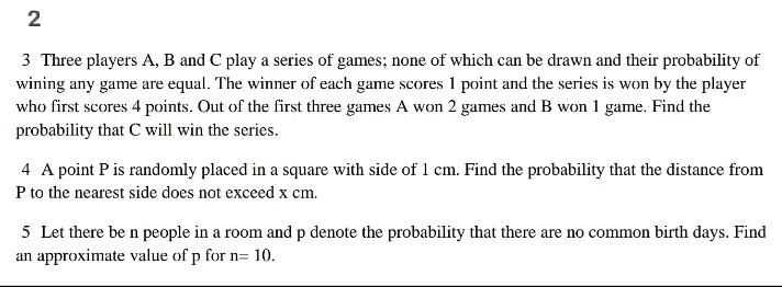 Solved 2 3 Three players A, B and C play a series of games; | Chegg.com