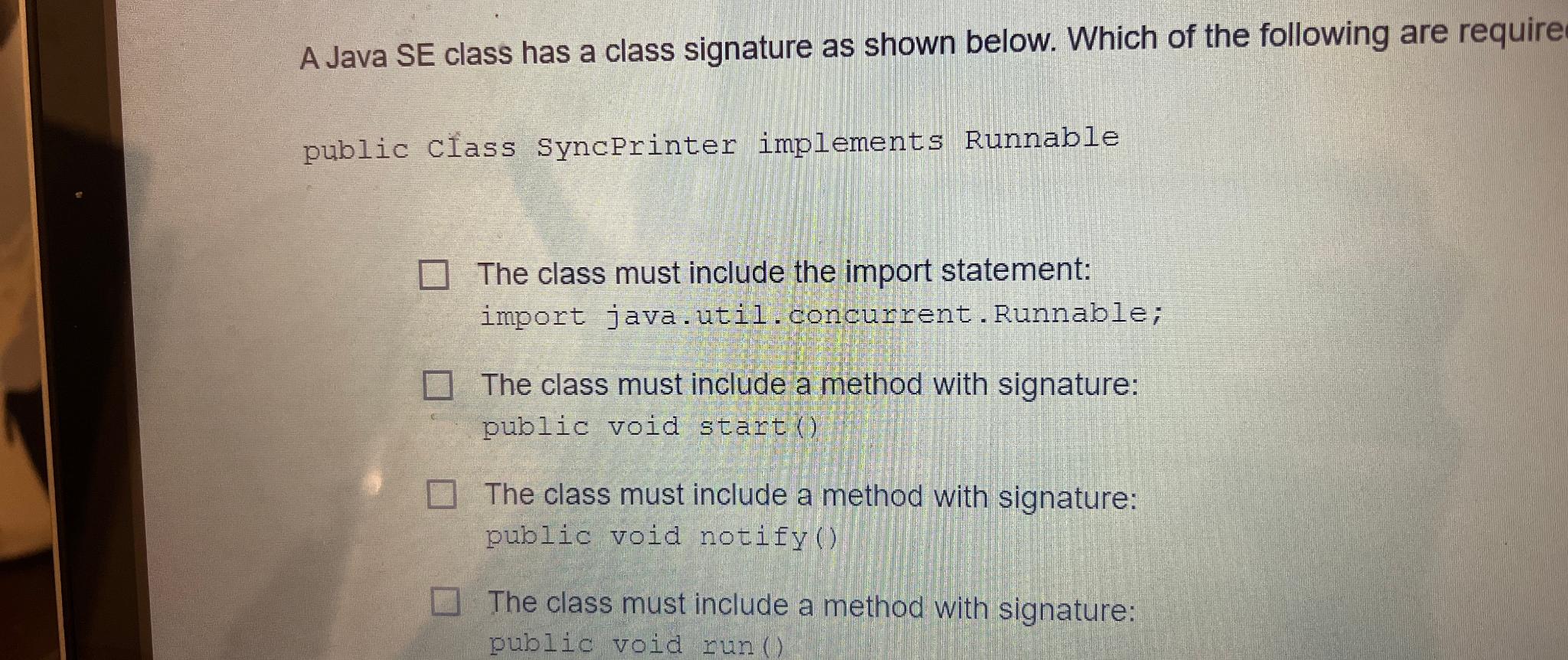 Solved A Java SE class has a class signature as shown below. | Chegg.com