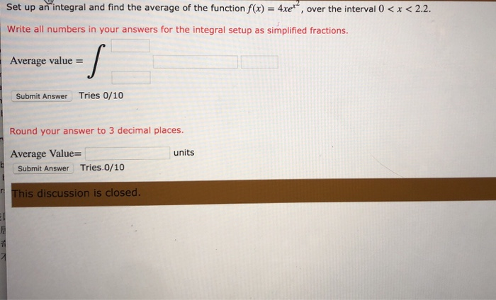 Solved Set up an integral and find the average of the | Chegg.com