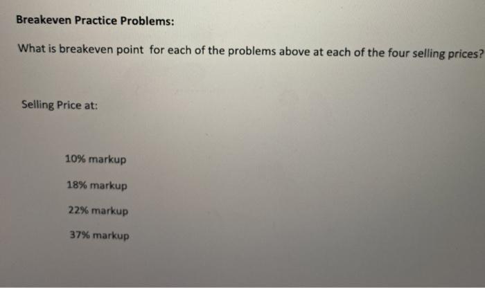 Solved Markup Practice Problems: Problem #1 Problem #2 Total | Chegg.com