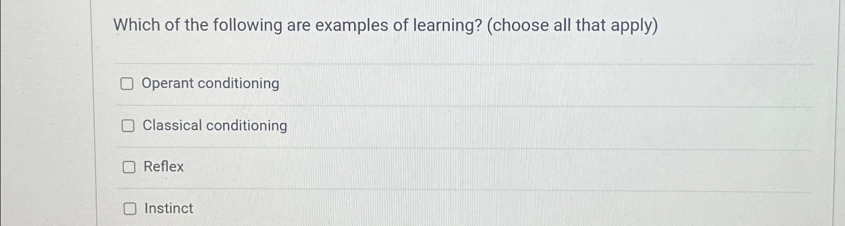 Solved Which of the following are examples of learning? | Chegg.com