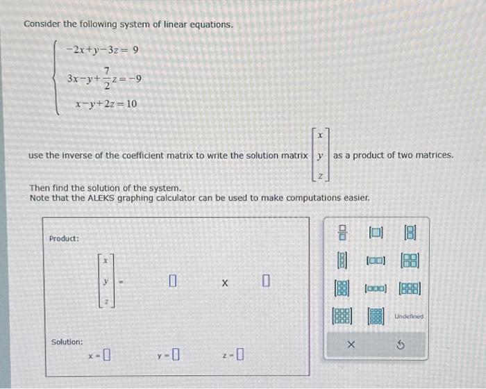 Solved Consider the following system of linear equations. | Chegg.com