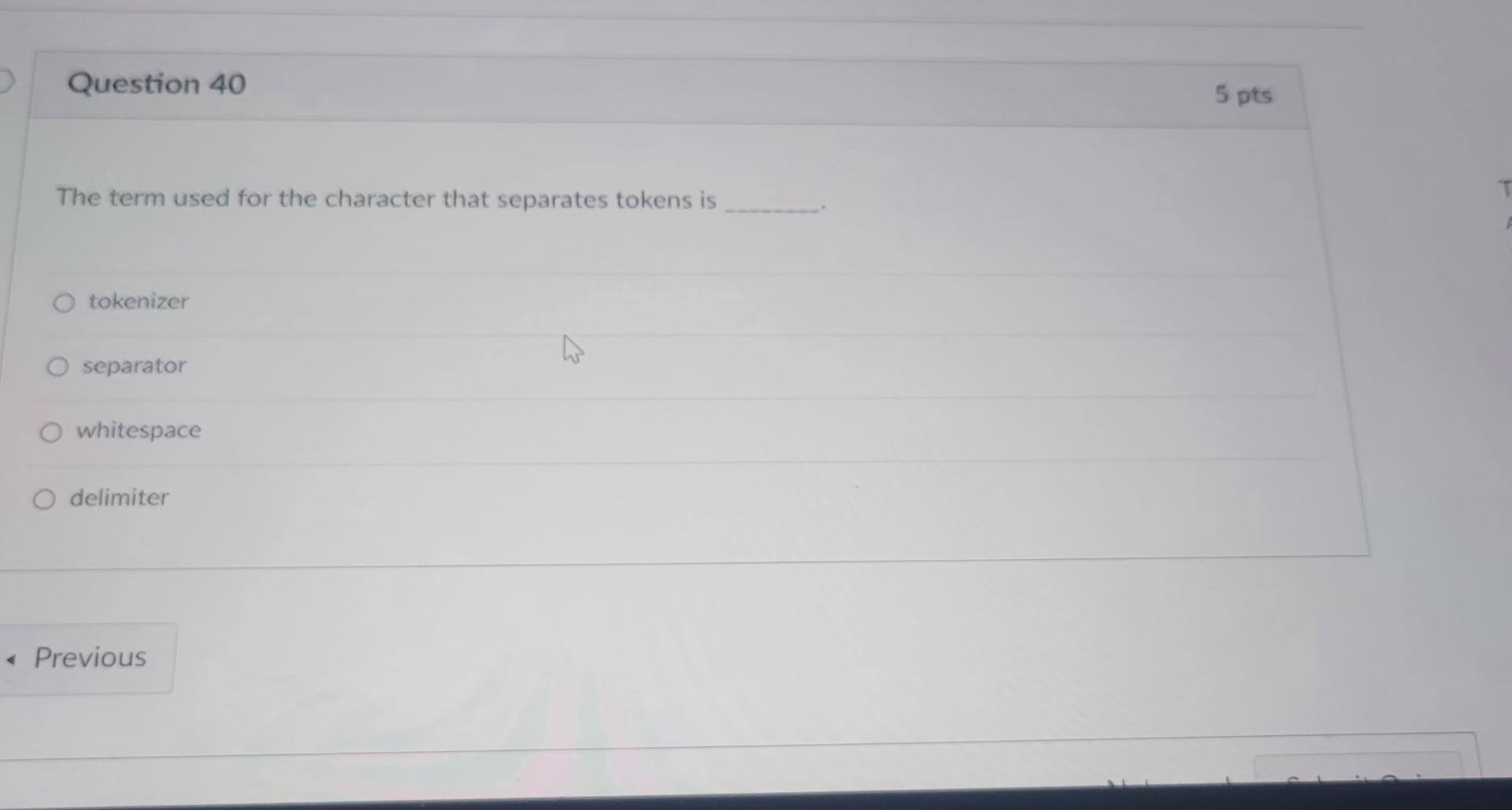 Solved Question 405 ptsThe term used for the character that | Chegg.com Solved Question 405 ptsThe term used for the character that | Chegg.com