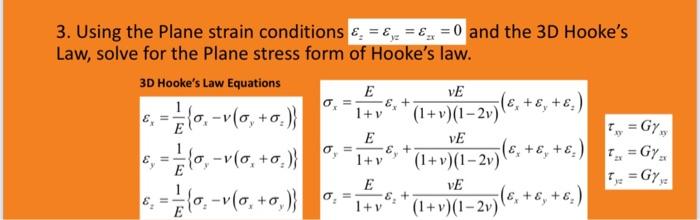 Solved E + 1 + V 3. Using the Plane strain conditions & = = | Chegg.com