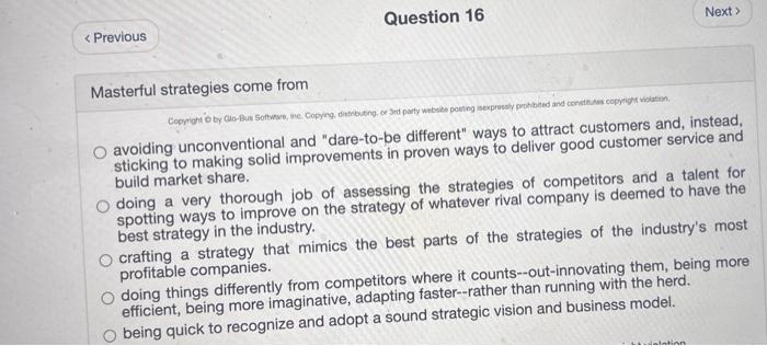Solved Masterful strategies come from avoiding | Chegg.com
