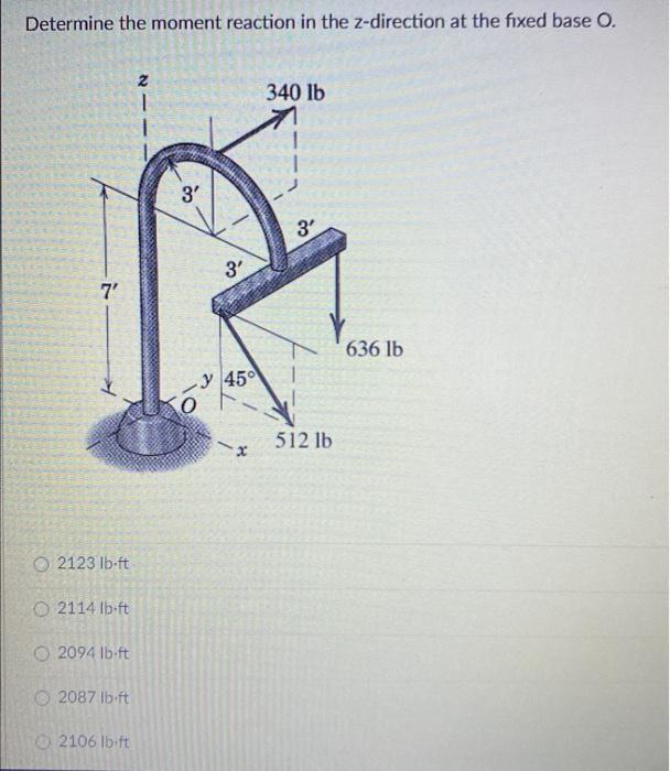 Solved Determine the moment reaction in the z-direction at | Chegg.com