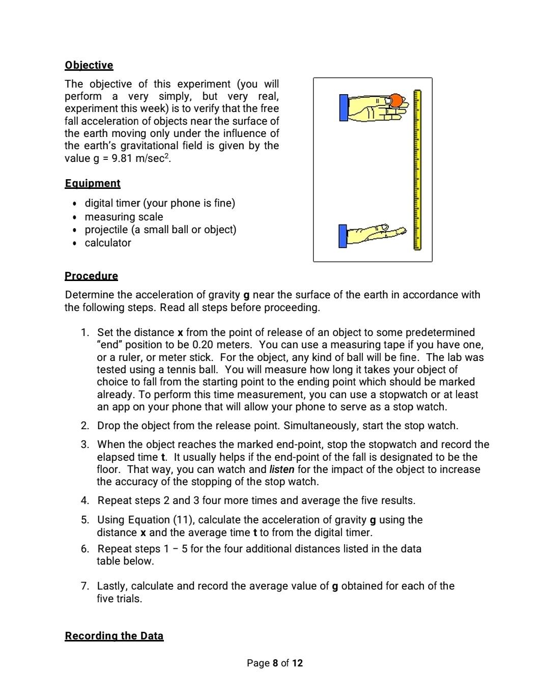 Solved Physics 2020 Lab 03 S Acceleration and Free Fall | Chegg.com