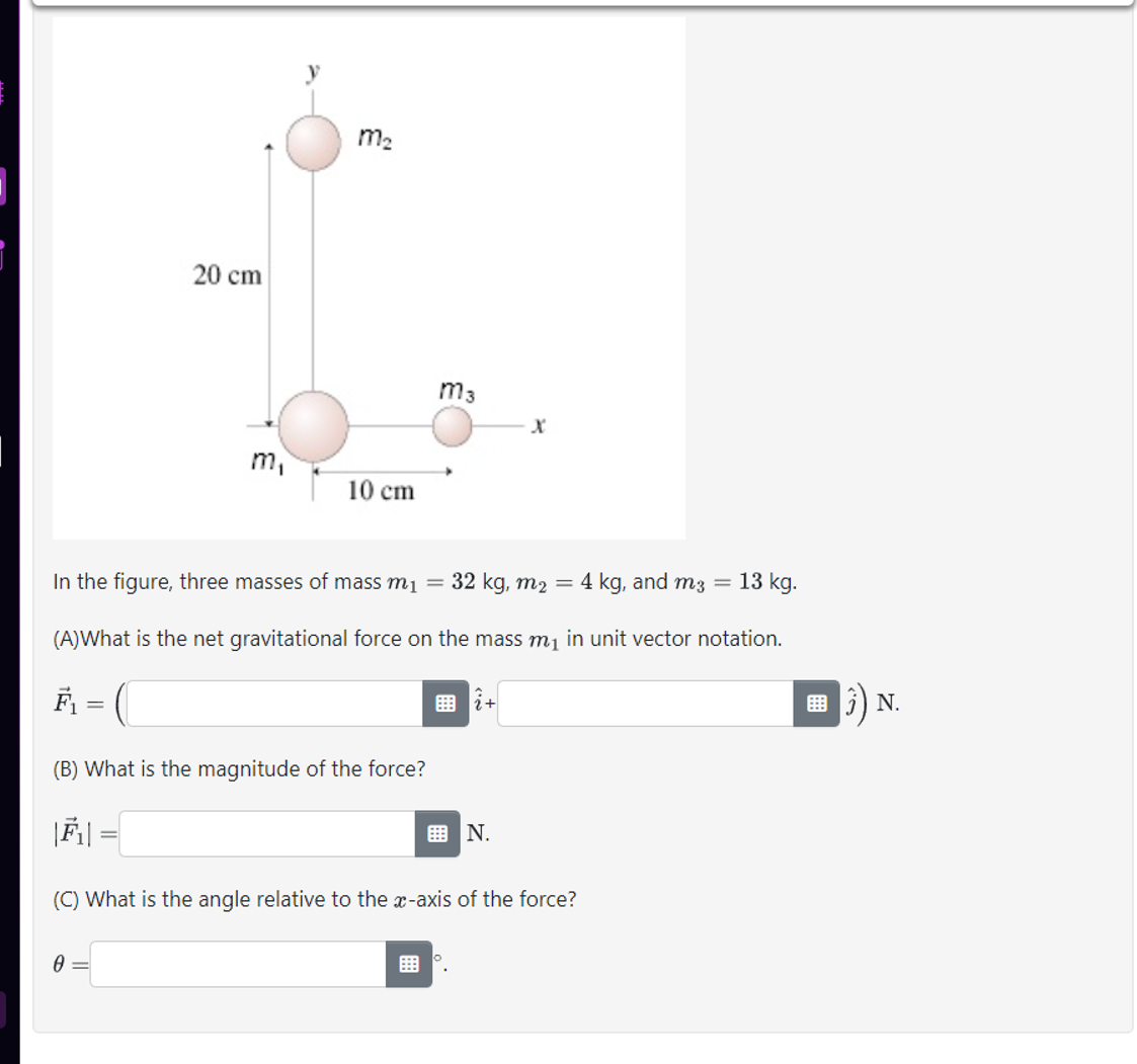 Solved In the figure, three masses of mass m1=32kg,m2=4kg, | Chegg.com