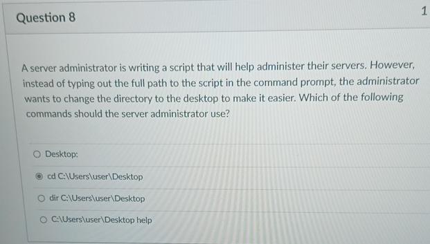 Solved Question 8A server administrator is writing a script | Chegg.com