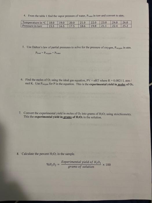Solved Name: Lab 10 Finding the Percent H20, with Catalase | Chegg.com