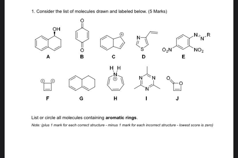 Solved Consider the list of molecules drawn and labeled | Chegg.com