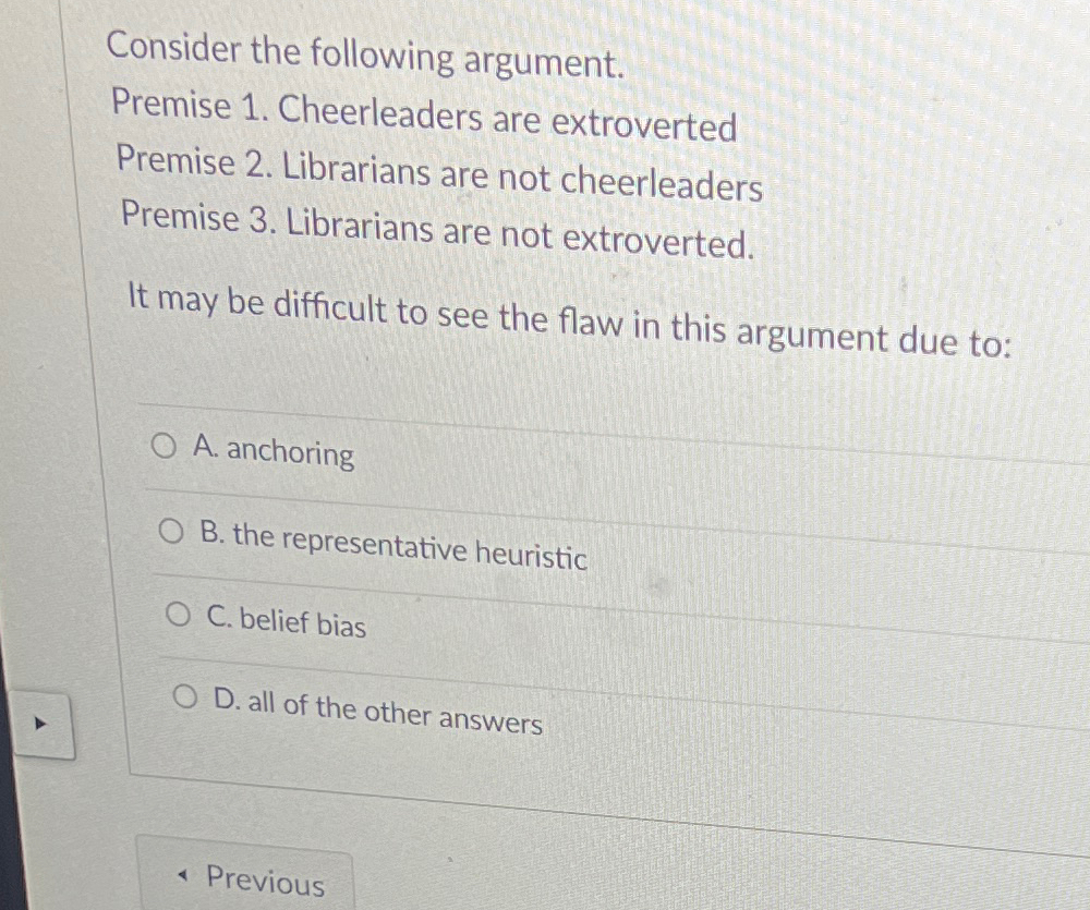 Solved Consider the following argument.Premise 1. | Chegg.com