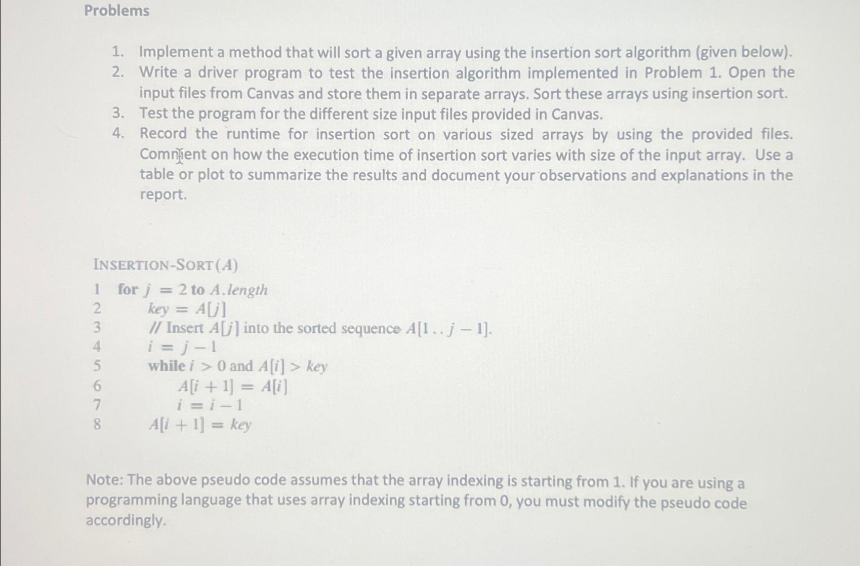 Solved Problemsimplement A Method That Will Sort A Given 