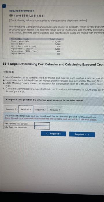 Solved Required information E5.4 and E5-5 [LO 5-1, 5-5] [The | Chegg.com