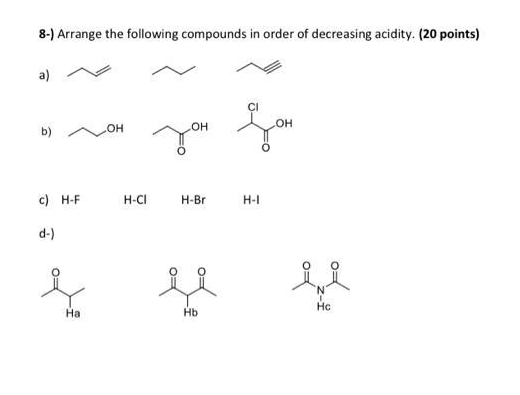 Solved 😎 ﻿Arrange the following compounds in order of | Chegg.com