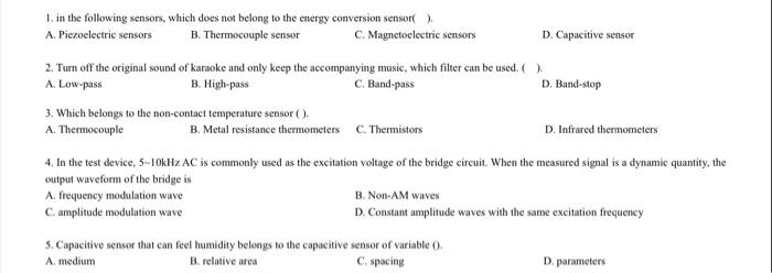 Solved 1. in the following sensors, which does not belong to | Chegg.com