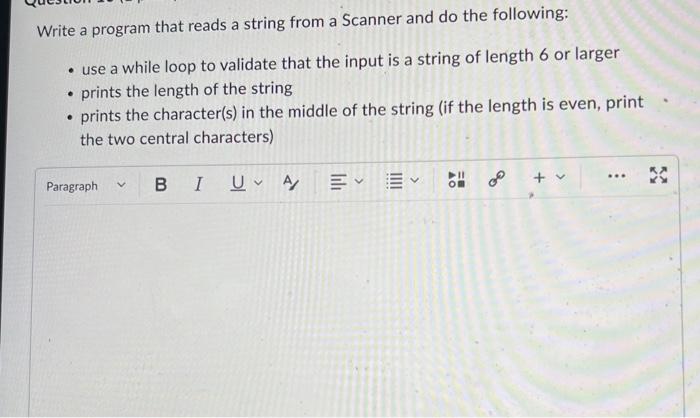 Solved Write a program that reads a string from a Scanner | Chegg.com Solved Write a program that reads a string from a Scanner | Chegg.com