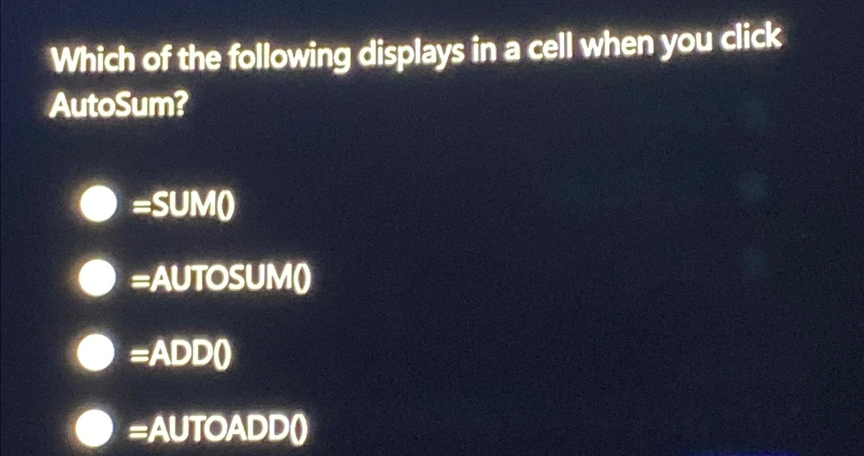 Solved Which of the following displays in a cell when you | Chegg.com