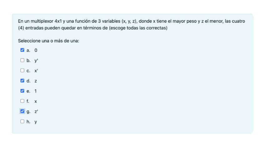 Solved En un multiplexor 4×1 ﻿y una función de 3 ﻿variables | Chegg.com