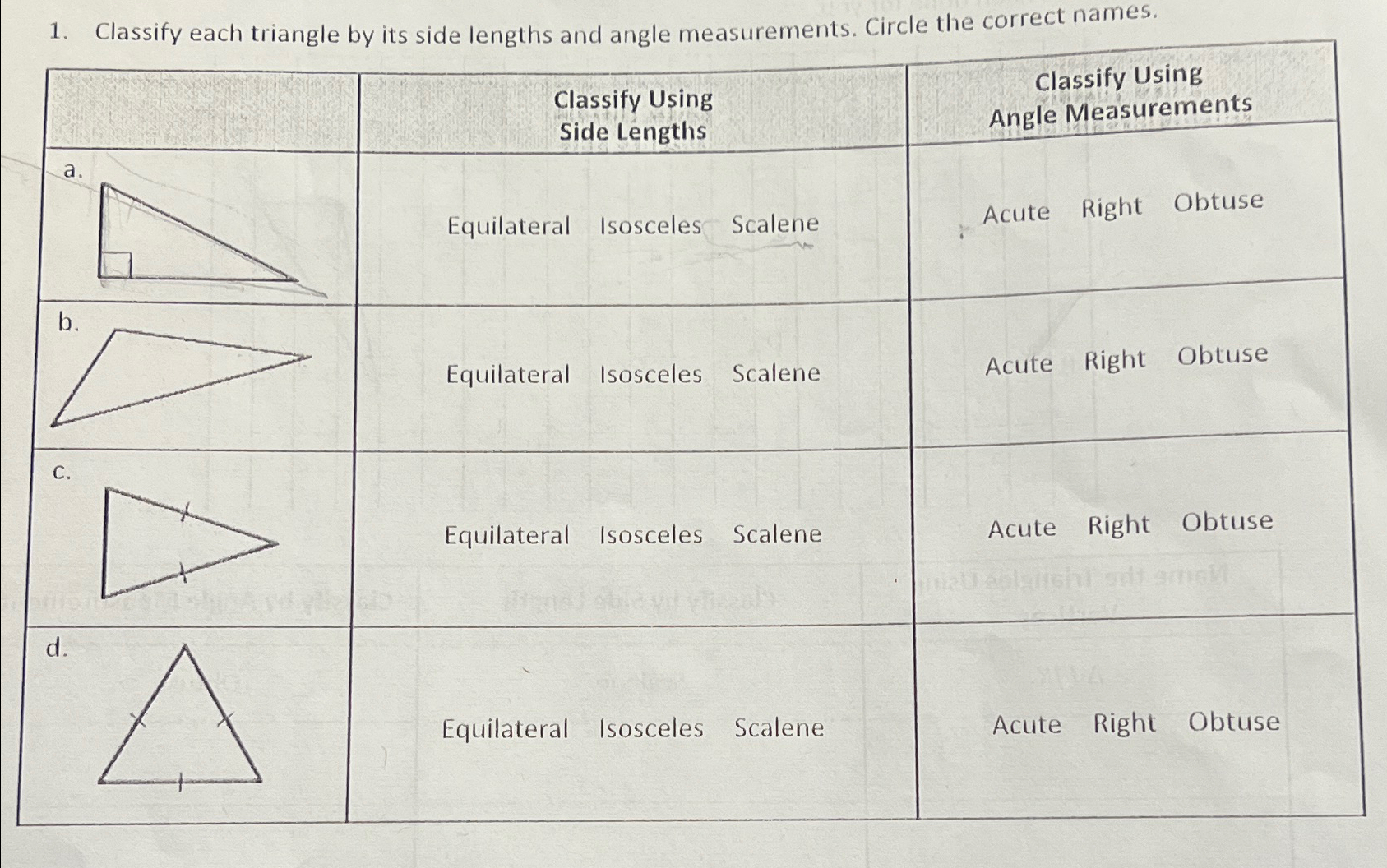 Solved Classify each triangle by its side lengths and angle | Chegg.com