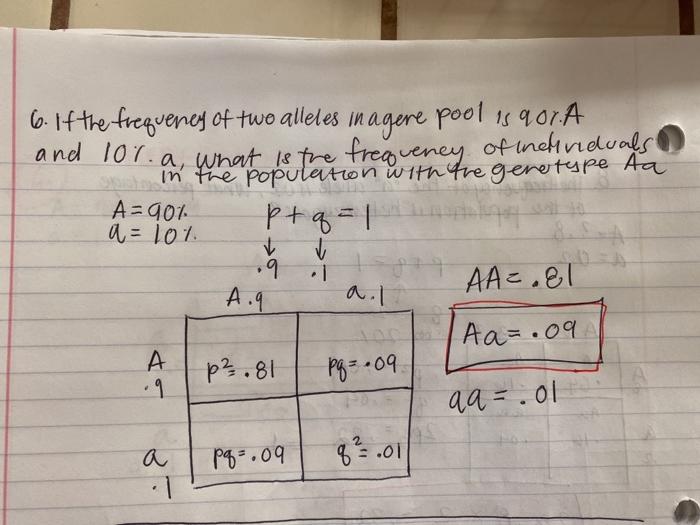 Solved = p2 + 2pq 2pq + + q2 = 1 1 Frequency of Frequency of | Chegg.com