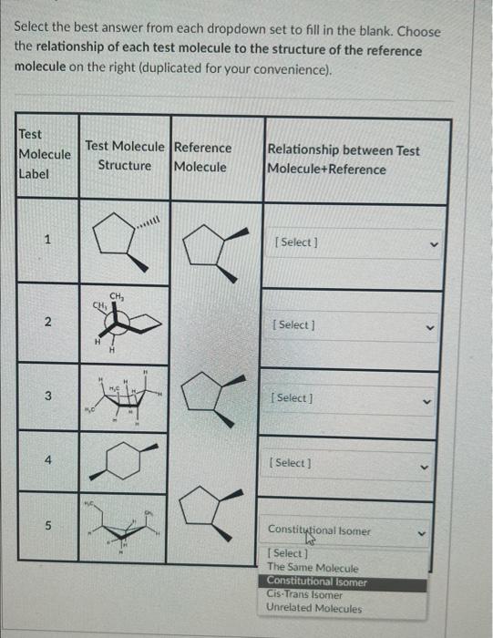Solved Select the best answer from each dropdown set to fill | Chegg.com