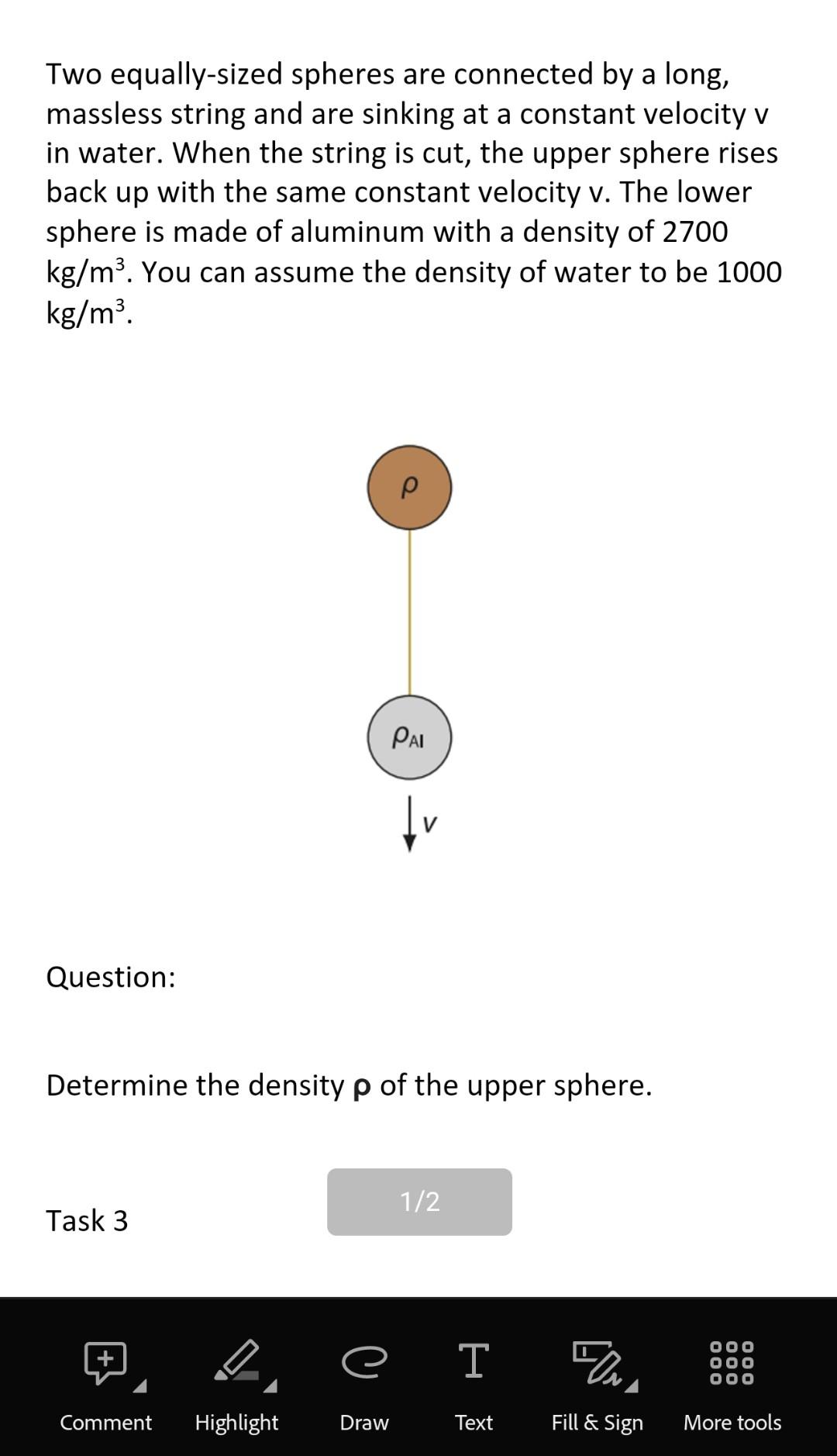 Solved Two equally-sized spheres are connected by a long, | Chegg.com