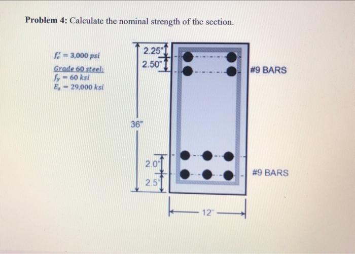 Solved Problem 4: Calculate the nominal strength of the | Chegg.com
