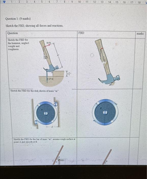 Solved Sketch the FBD, showing all forces and reactions, | Chegg.com