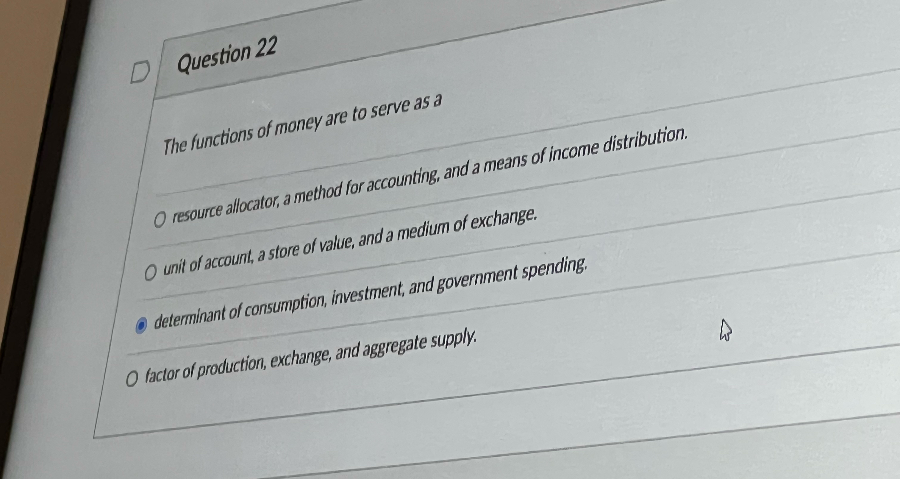 Solved Question 22The functions of money are to serve as | Chegg.com