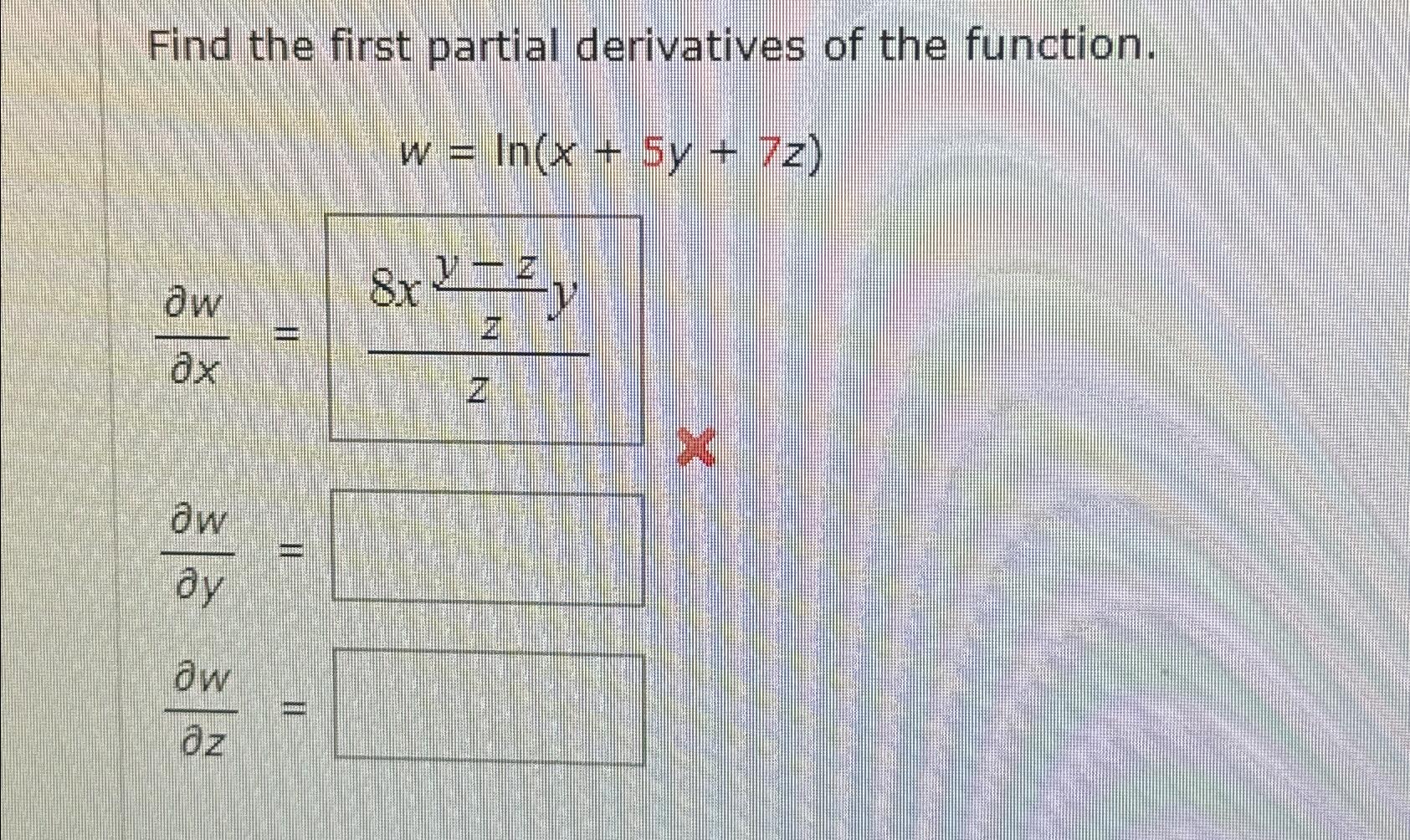 Solved Find the first partial derivatives of the | Chegg.com