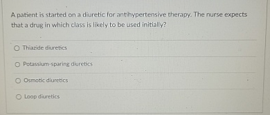 Solved A patient is started on a diuretic for | Chegg.com