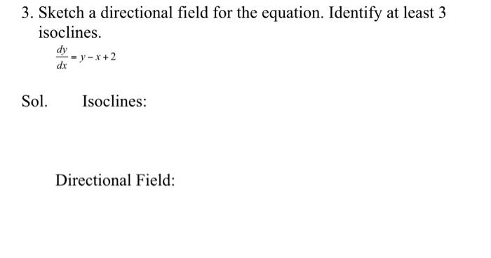 Solved 3. Sketch a directional field for the equation. | Chegg.com