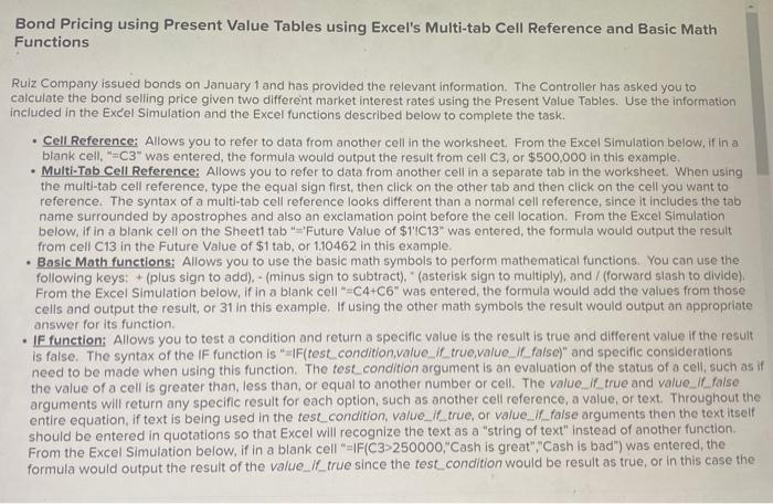 Solved Bond Pricing using Present Value Tables using Excel's | Chegg.com
