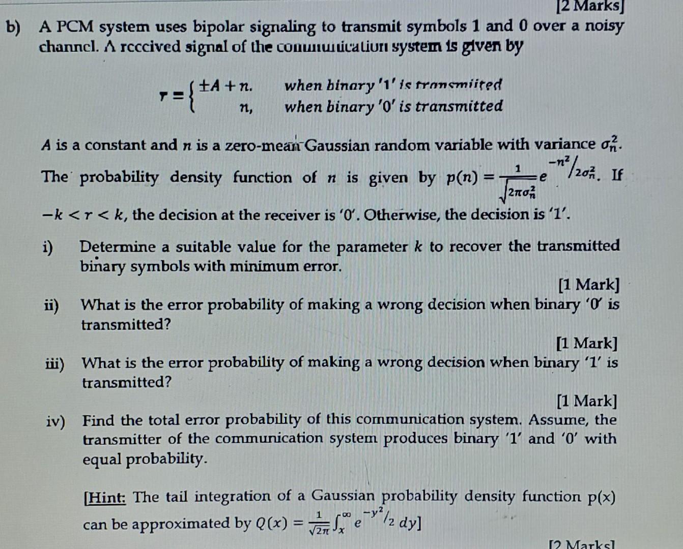 A PCM system uses bipolar signaling to transmit | Chegg.com