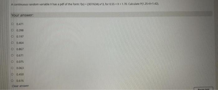 Solved A Continuous Random Variable Xhas A Pdf Of The Form 