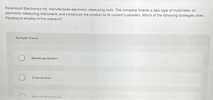 Solved Paramount Electronics Inc. manufactures electronic | Chegg.com