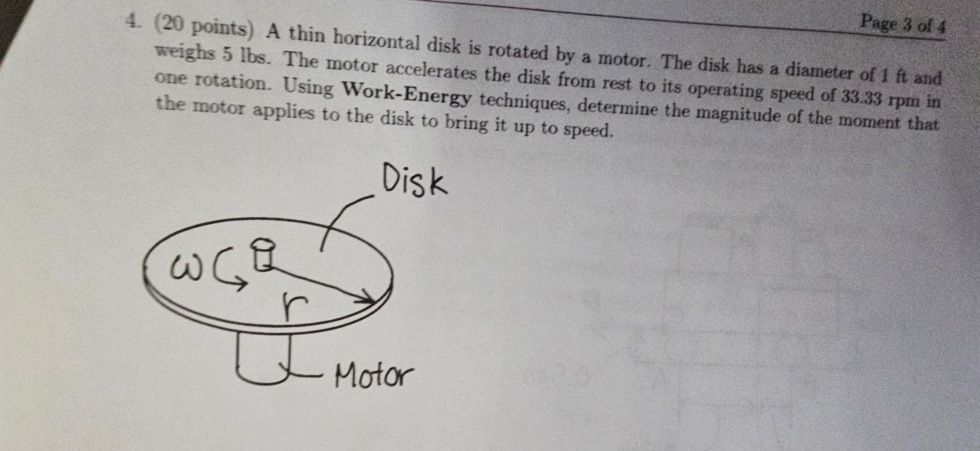 Solved Page 3 of 4 4. (20 points) A thin horizontal disk is | Chegg.com