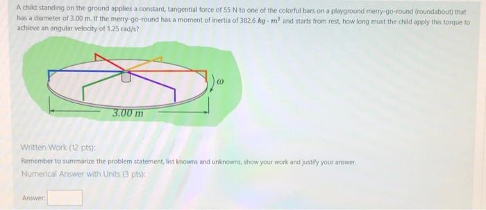 Solved A chald standing on the ground applies a constant, | Chegg.com